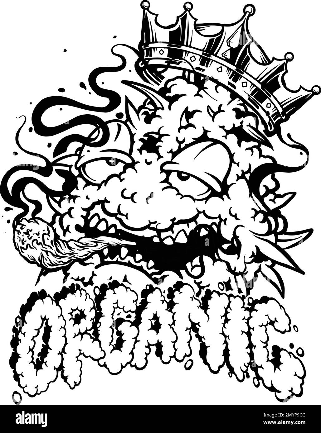 Weed leaf plant organic lettering text monochrome vector illustrations ...