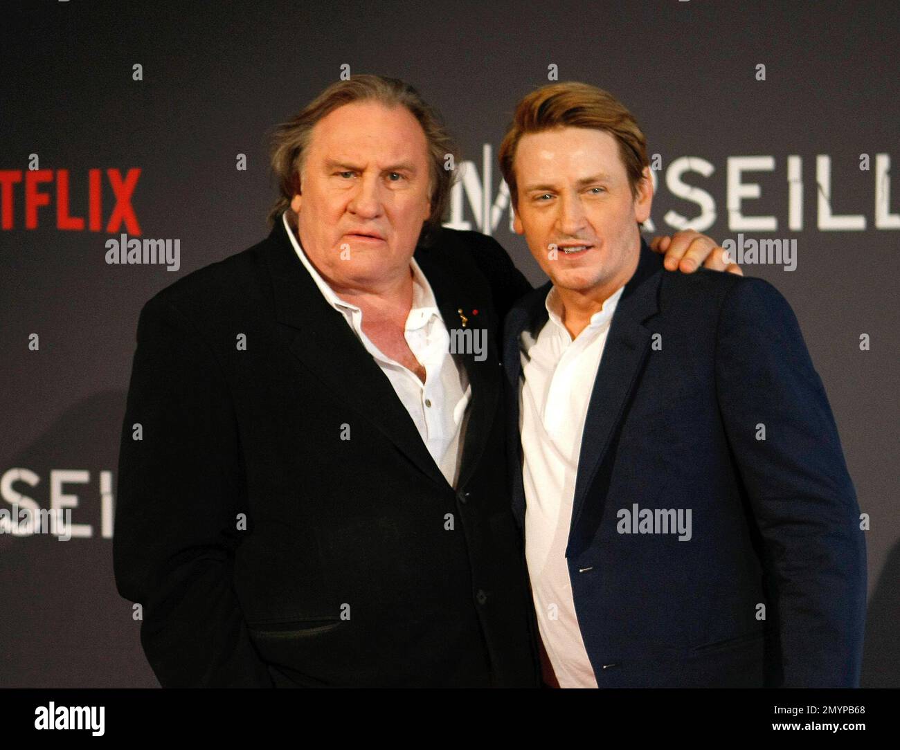 French actor Hippolyte Girardot, French actor Gerard Depardieu, pose at ...
