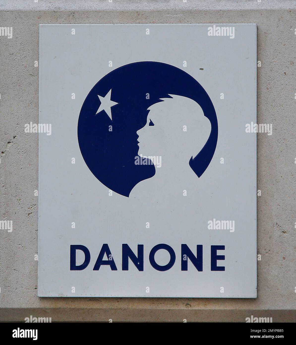 The logo of the French world leading food company Danone is pictures on ...