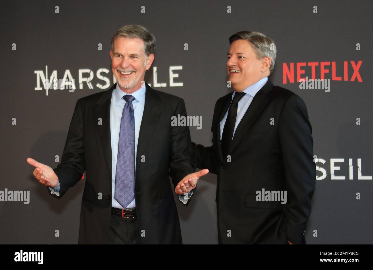 Reed Hastings, left, CEO of Netflix, a global provider of streaming ...