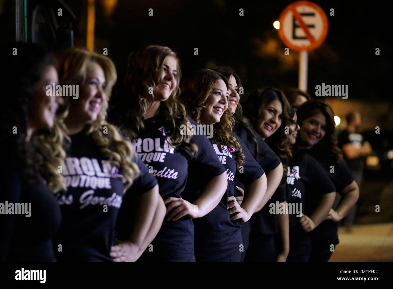 Women competing in the fifth edition of the "Miss Gordita" pageant, a ...
