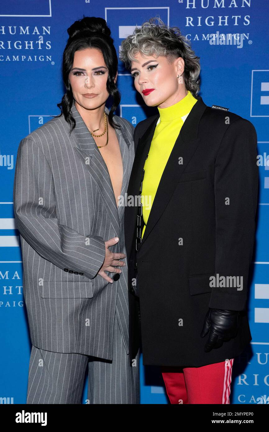Ali Krieger, left, and Ashlyn Harris attend the Human Rights Campaign ...