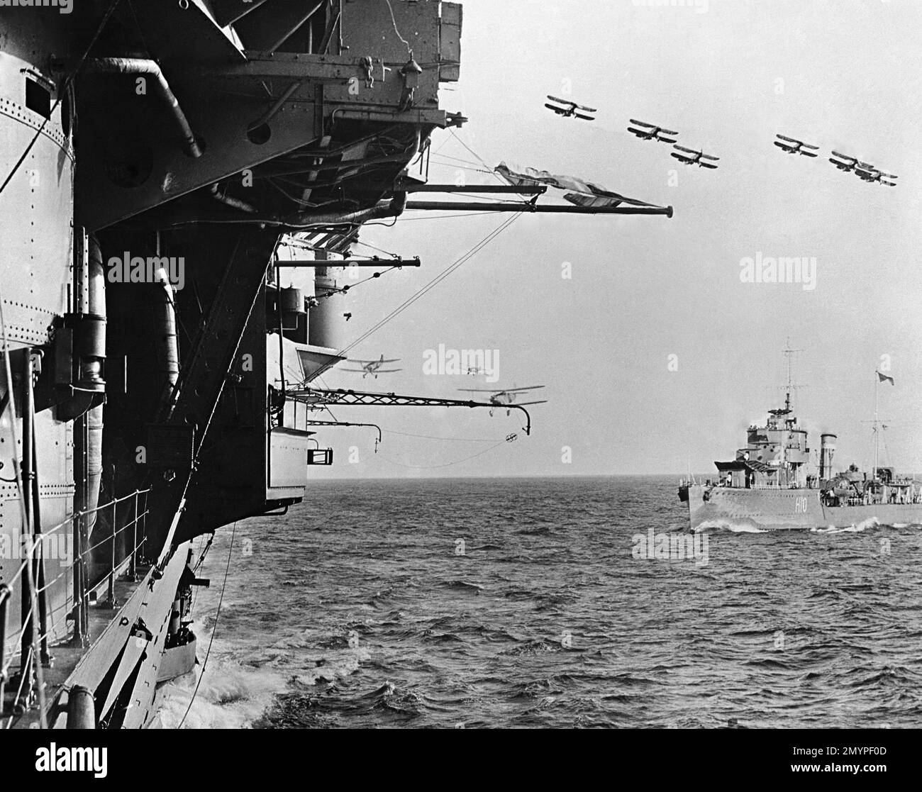 The launch of an air attack from the aircraft carrier Furious, during ...