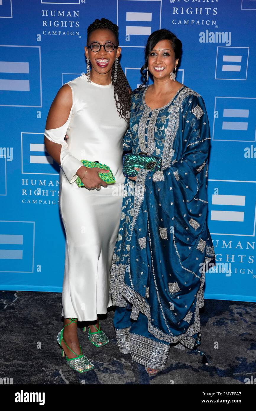 Kelley Robinson, left, and Becky George attend the Human Rights ...