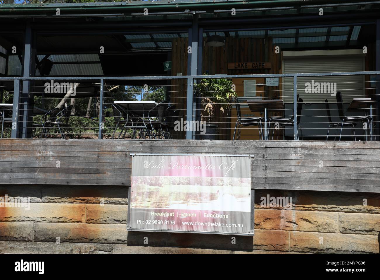 Lake Parramatta Cafe at Lake Parramatta Reserve Stock Photo - Alamy