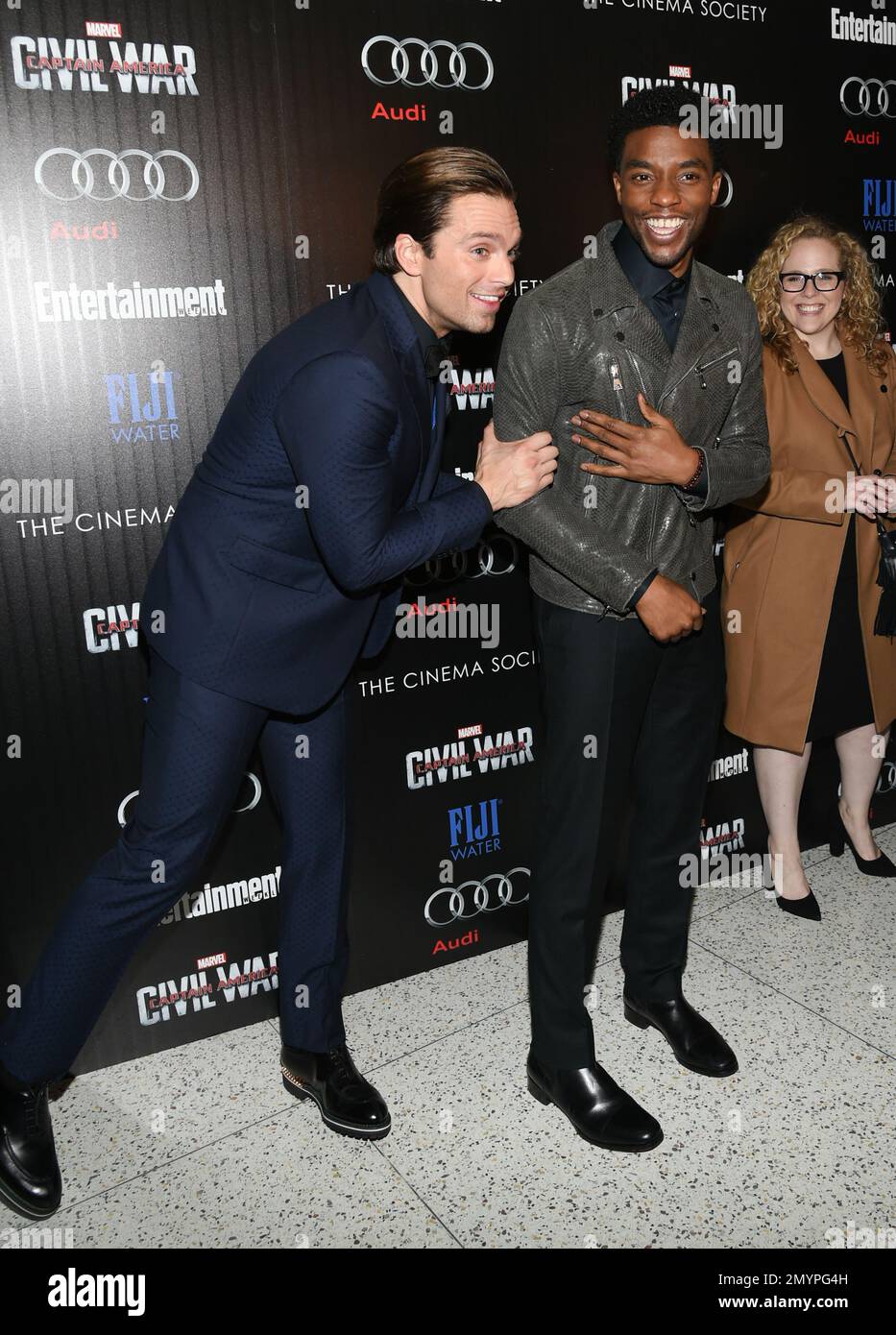 Actors Sebastian Stan, left, and Chadwick Boseman attend a special ...