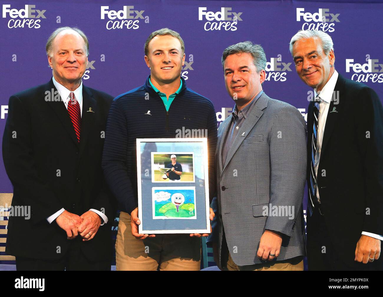 IMAGE DISTRIBUTED FOR FEDEX - Jordan Spieth is joined by (L-R) FedEx ...
