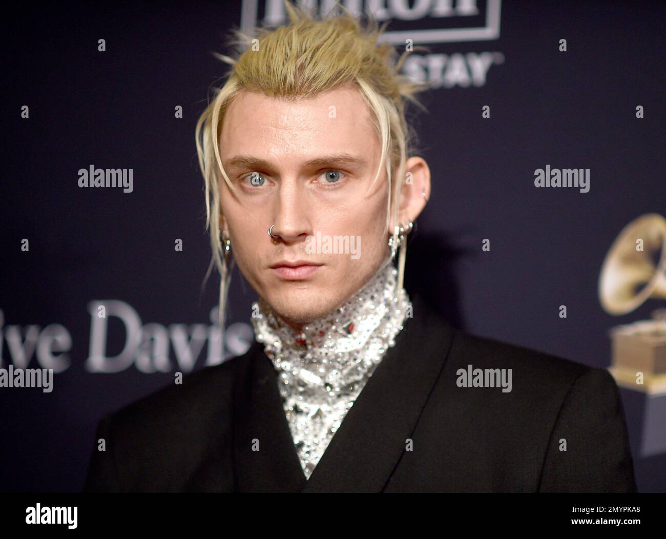 Machine Gun Kelly arrives at the Pre-Grammy Gala on Saturday, Feb. 4 ...
