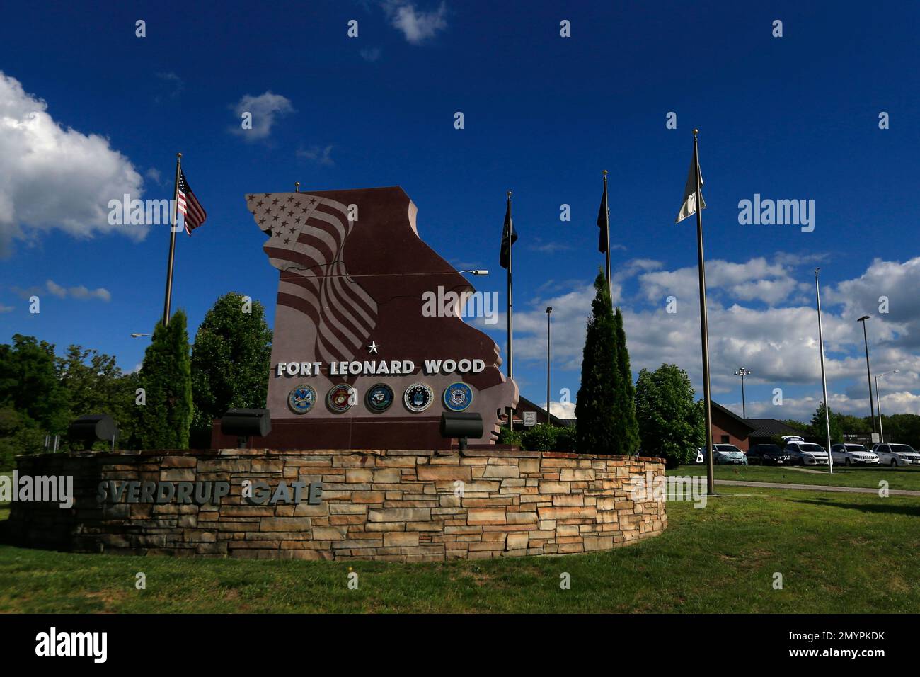 The main gate at Fort Leonard Wood, Mo., Tuesday, May 3, 2016. (AP ...