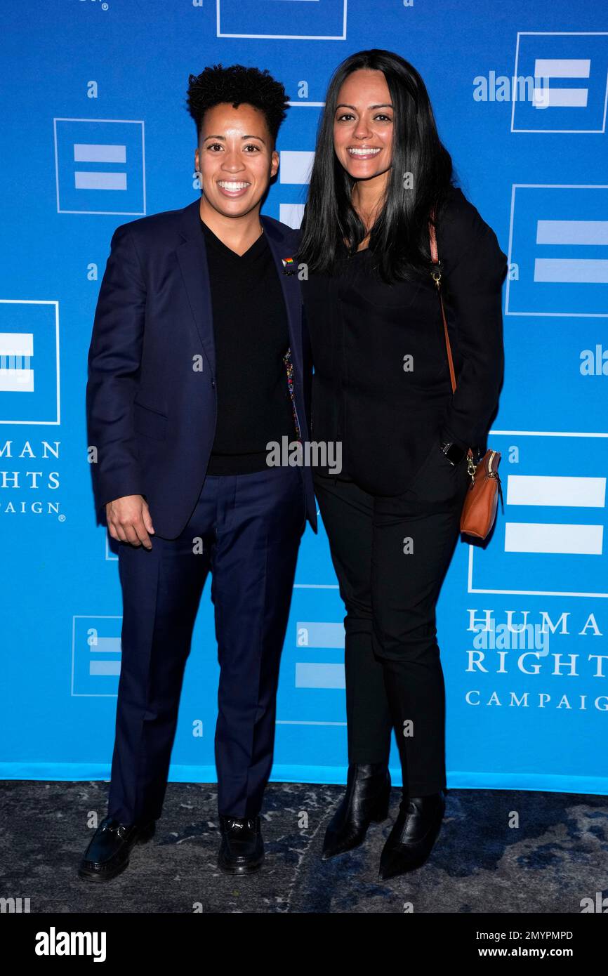 Crystal Hudson, left, and Sasha Ahuja attend the Human Rights Campaign ...