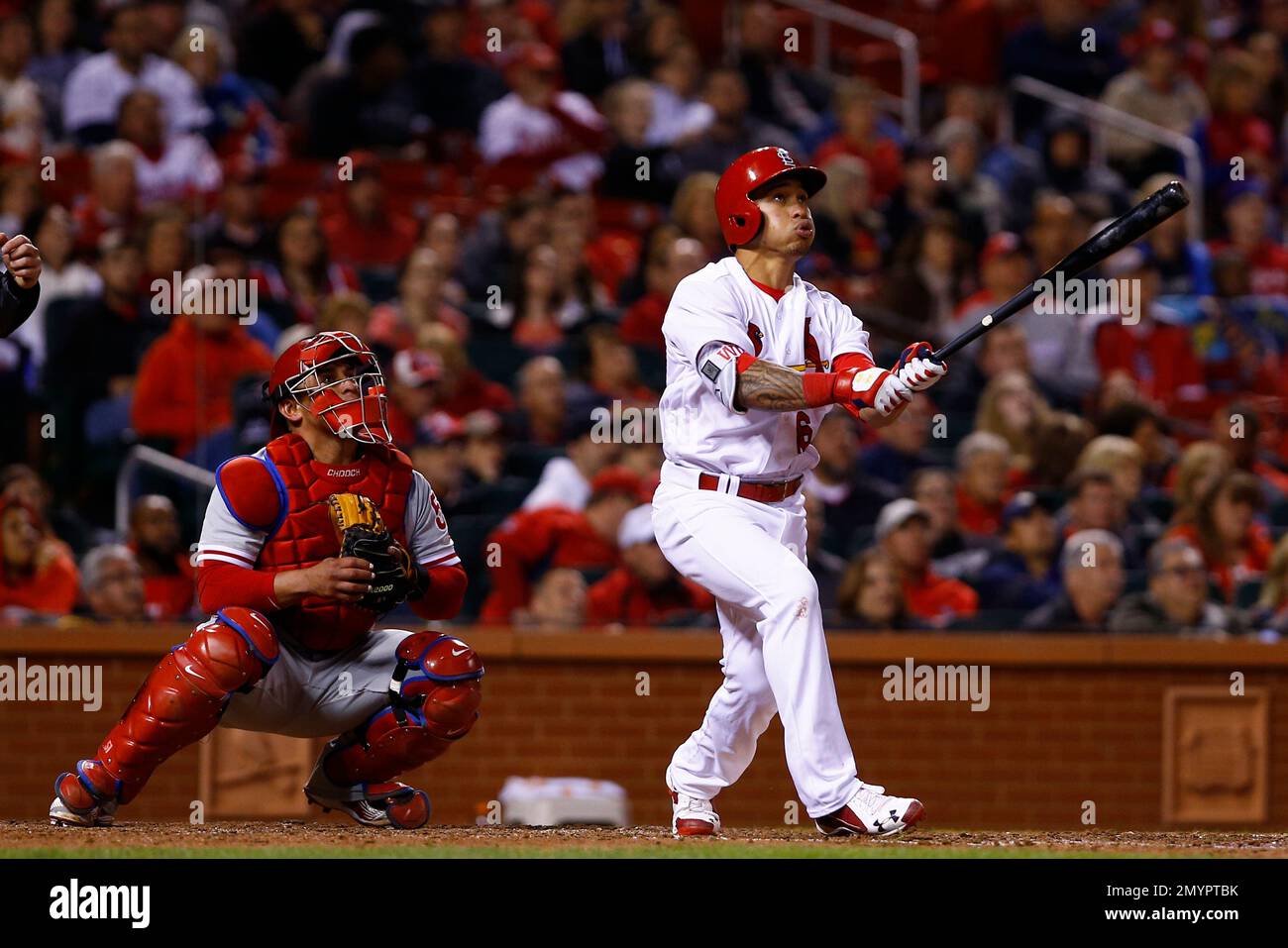 St. Louis Cardinals' Kolten Wong and Philadelphia Phillies catcher ...