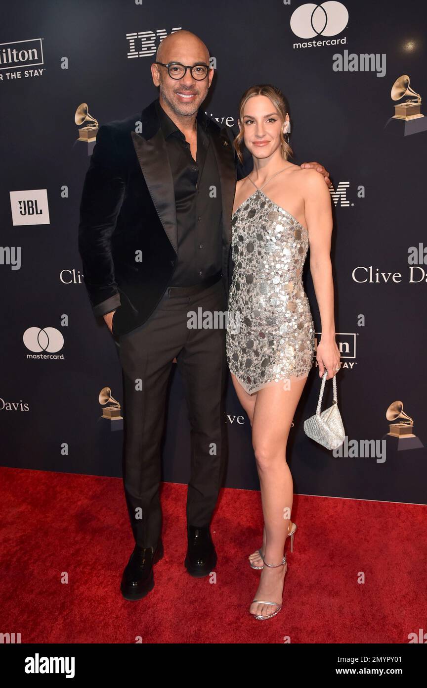 Harvey Mason Jr., left, and Britt Burton arrive at the Pre-Grammy Gala ...