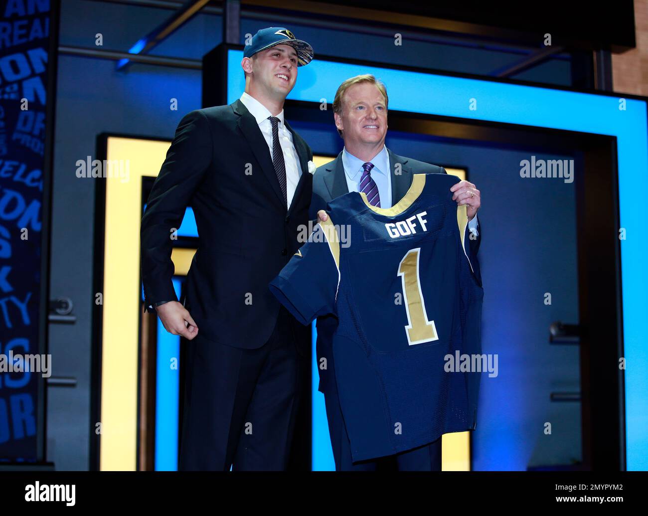 California’s Jared Goff poses for photos with NFL commissioner Roger ...