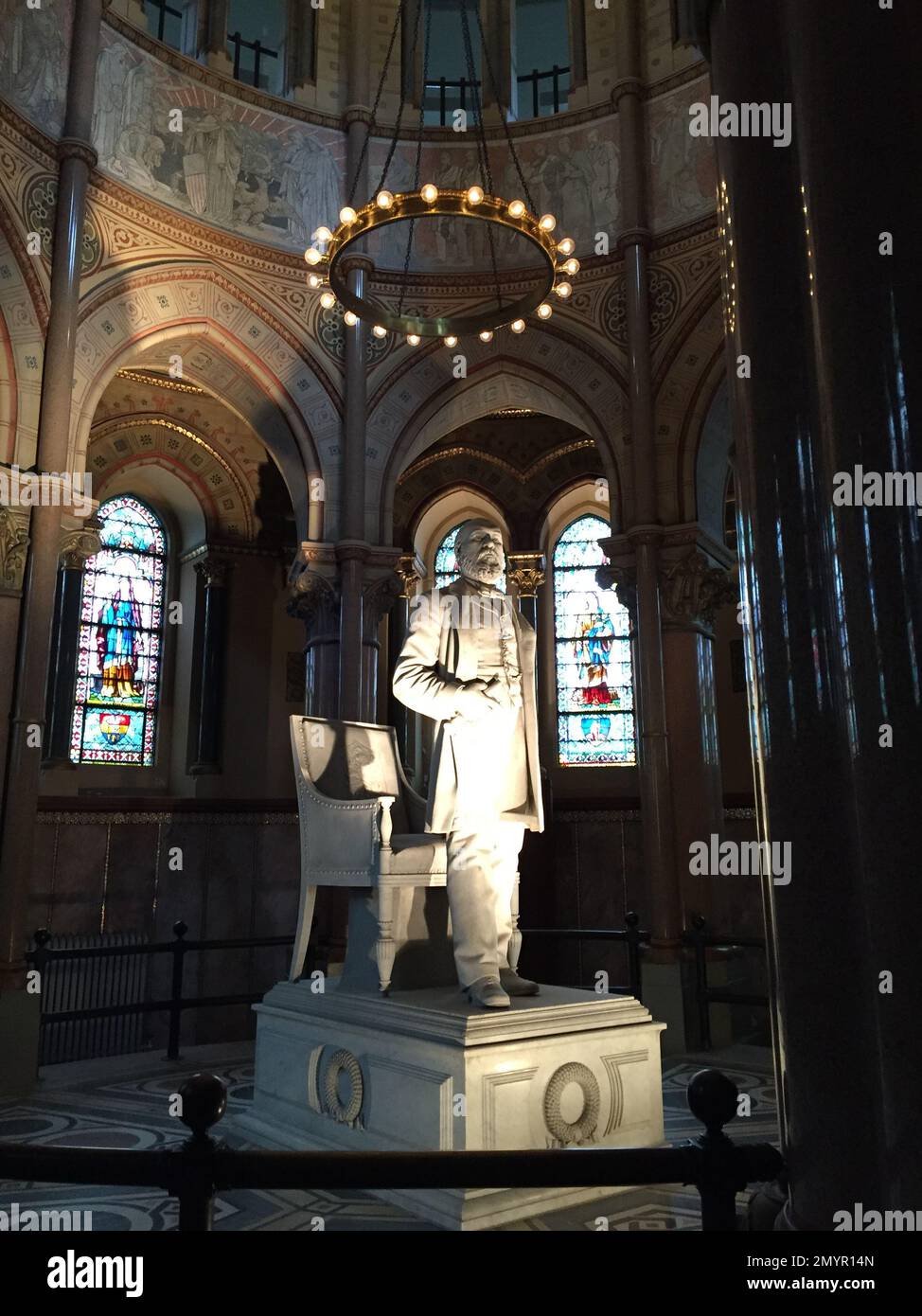 This April 23, 2016 photo shows a white marble statue of President ...