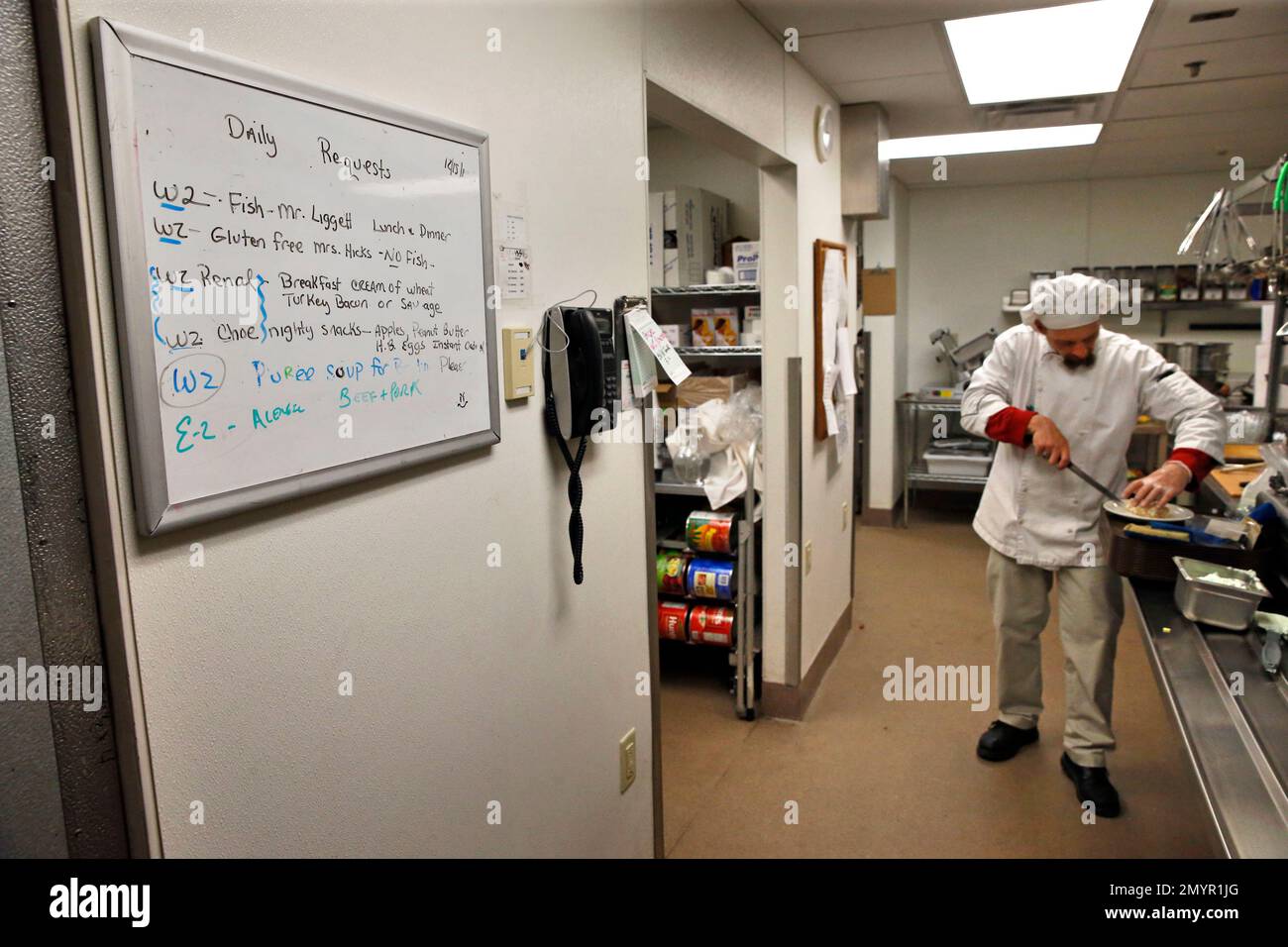 In this photo taken April 21, 2016, nursing home food service director ...