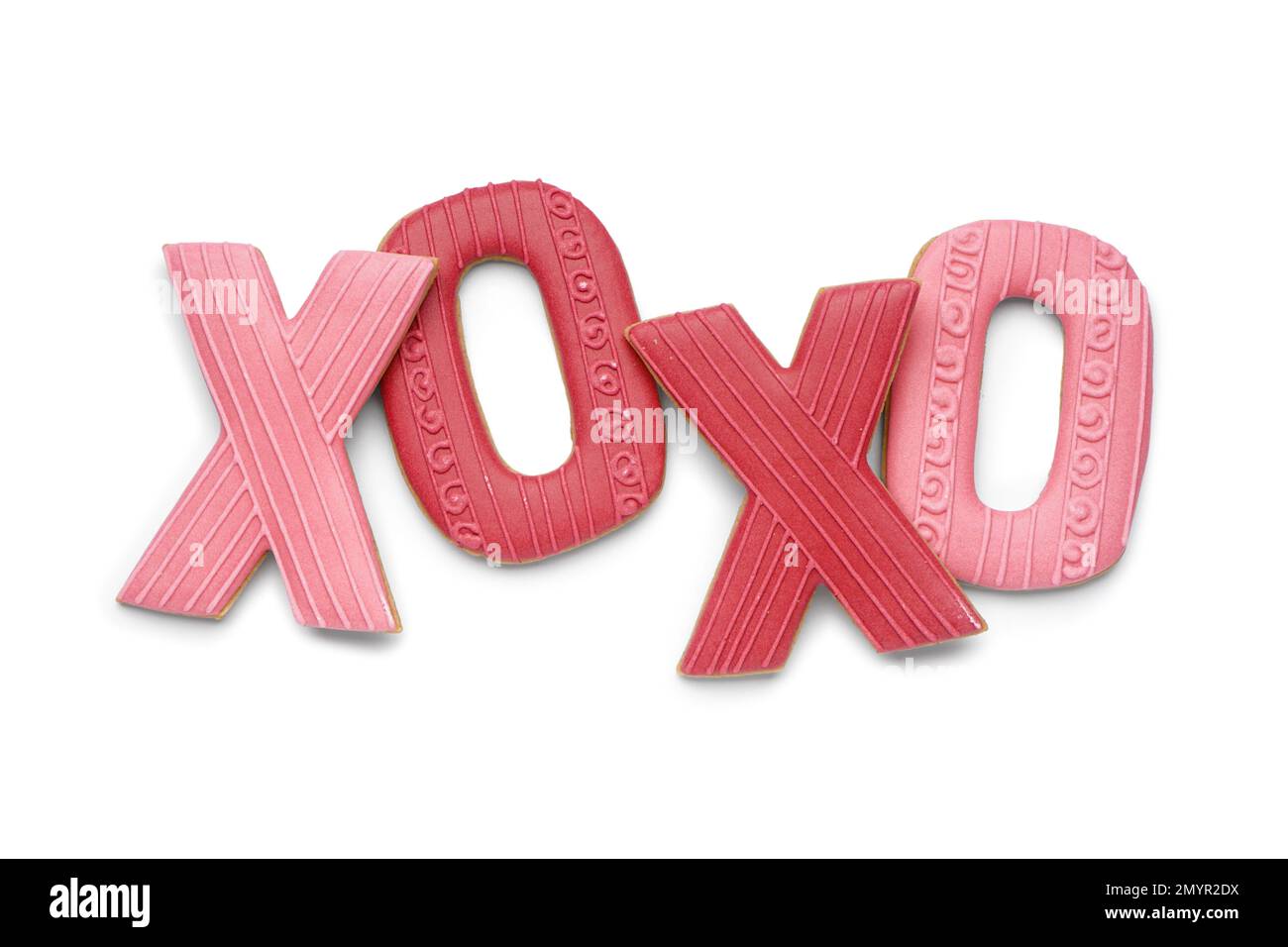 Sweet cookies in shape of XO symbol isolated on white background ...