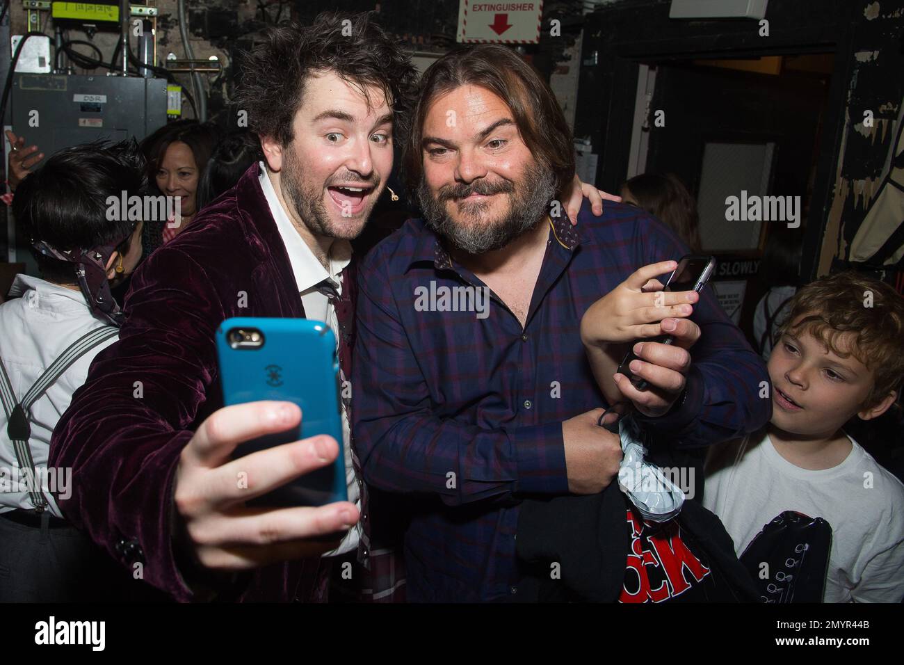 Actor Jack Black, right, meets backstage with Alex Brightman, the ...