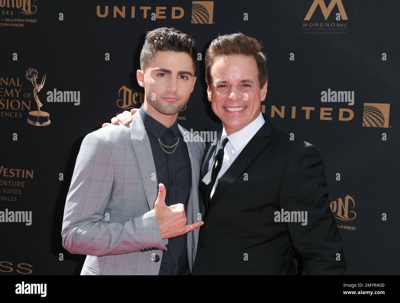 Max Ehrich, left, and Christian LeBlanc arrive at the 43rd annual ...
