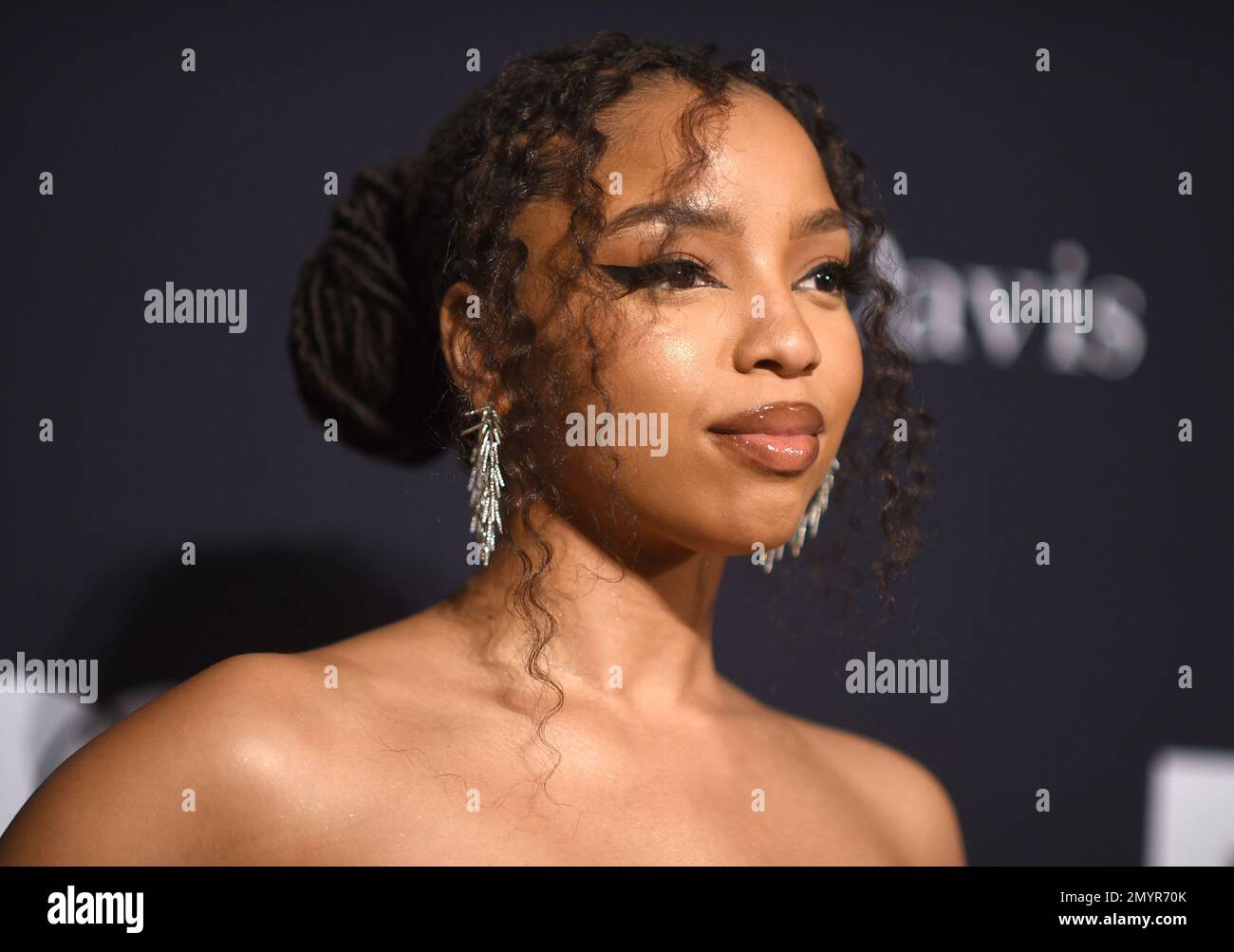 Chloe Bailey arrives at the Pre-Grammy Gala on Saturday, Feb. 4, 2023 ...