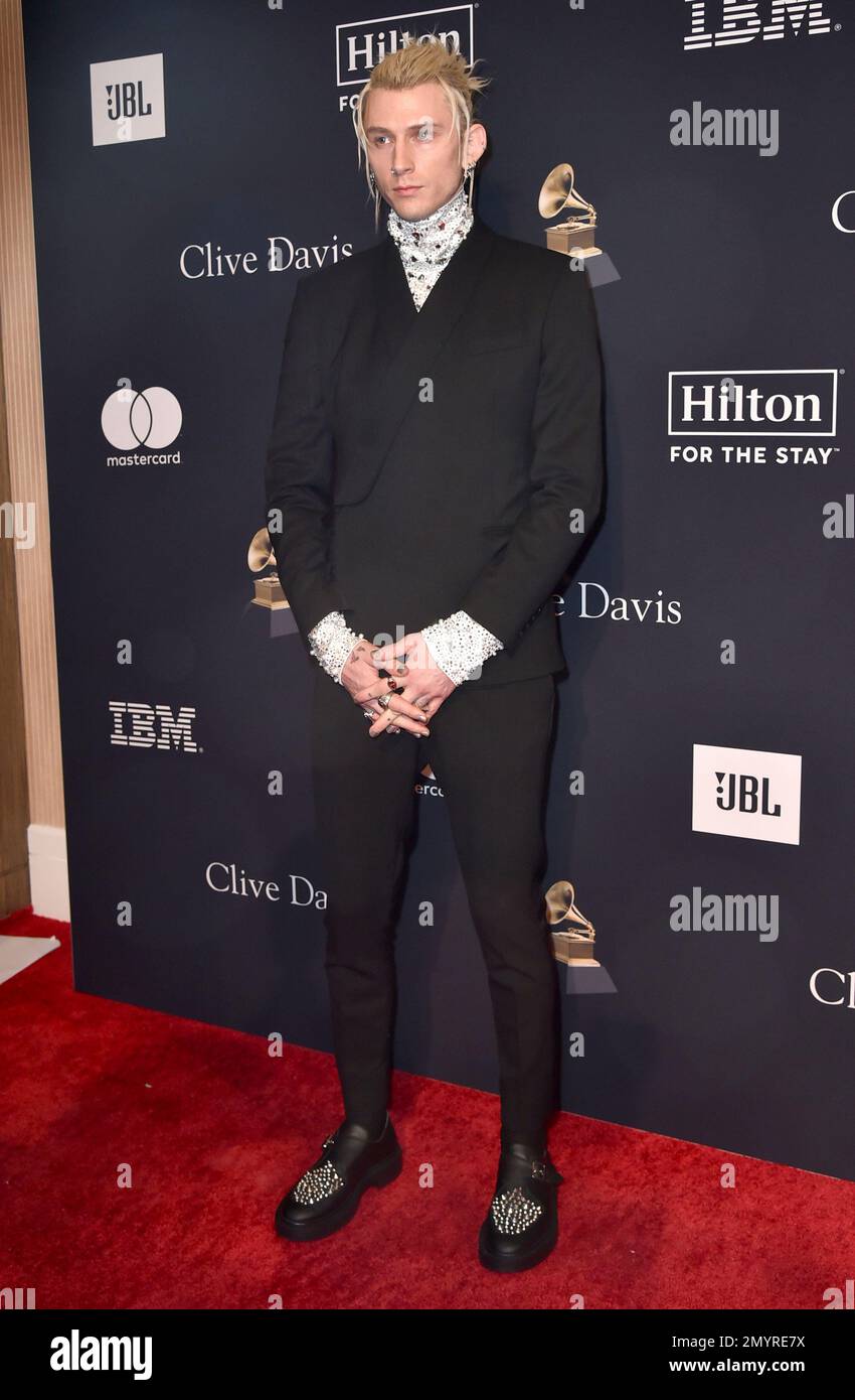 Machine Gun Kelly arrives at the Pre-Grammy Gala on Saturday, Feb. 4 ...