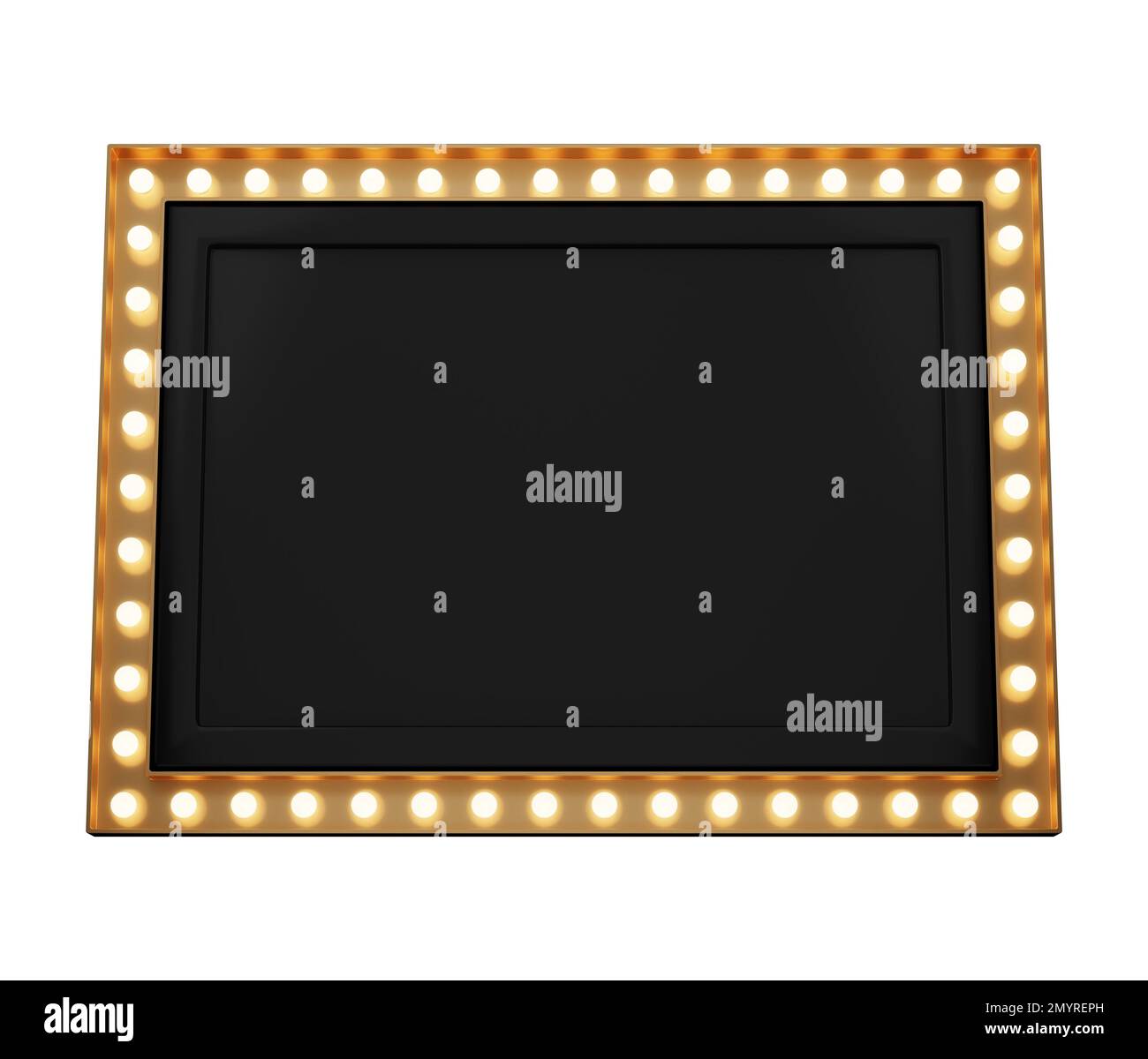 3d retro black and gold signboard with glowing yellow light bulb ...