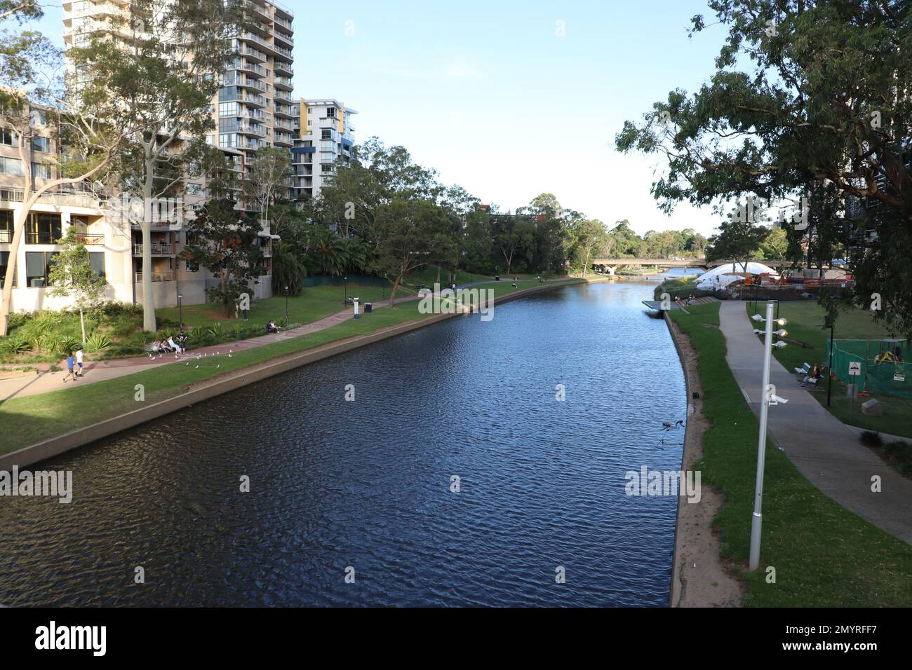 The Parramatta River viewed from Lennox Bridge on Church Street ...