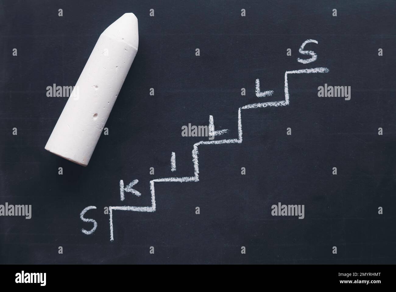Skills and ladder written on a blackboard with ladder Stock Photo - Alamy