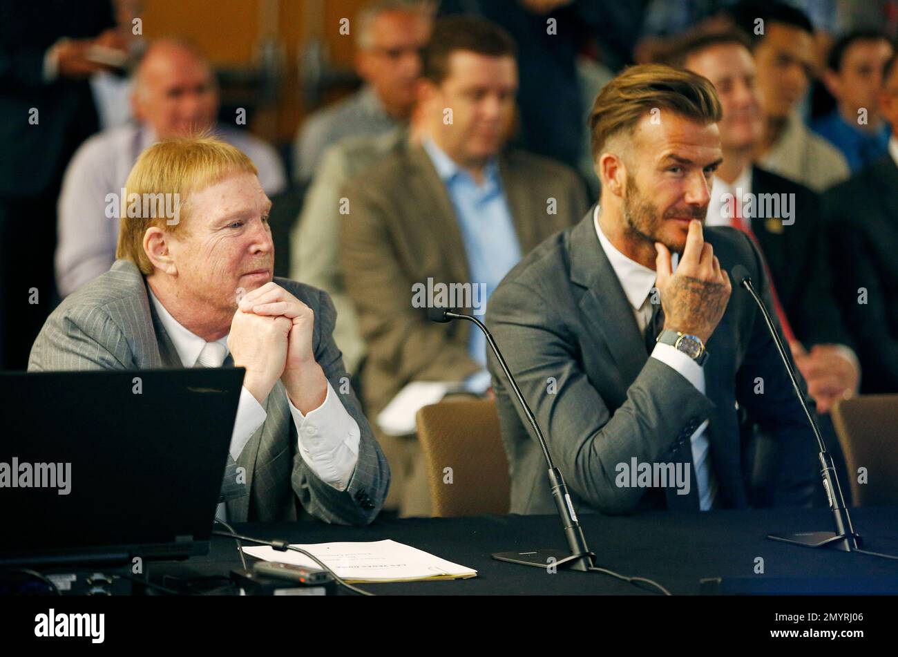 Oakland Raiders Owner Mark Davis, left, and Former soccer player David ...
