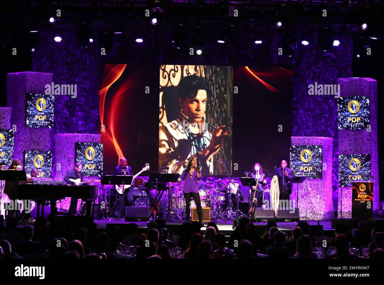 Priscilla Renea performs Prince's "Purple Rain" during an In Memoriam ...