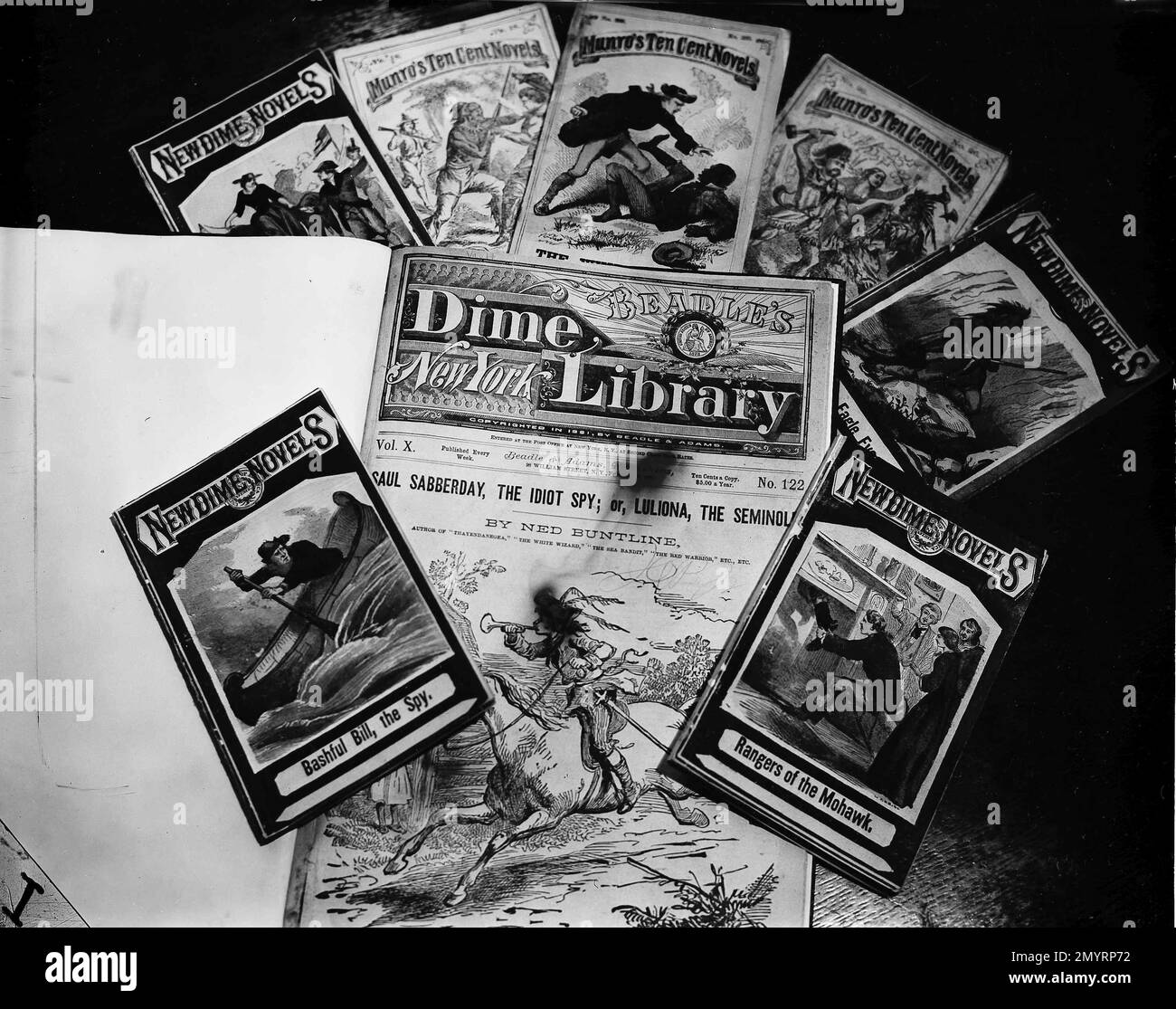 These are "dime novels" of the 1860s and 70s, shown in Washington, D.C ...