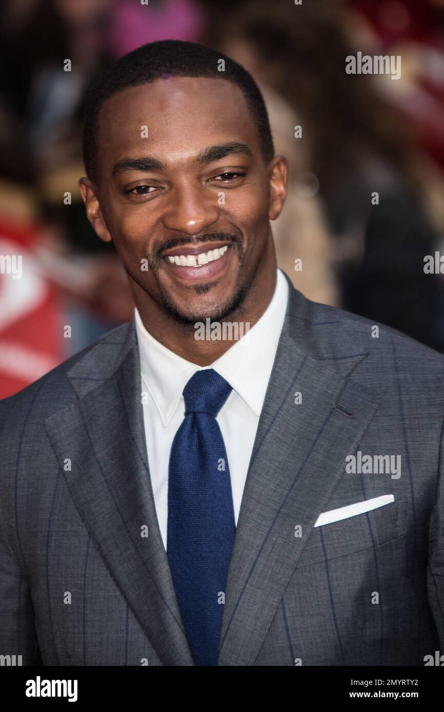 Actor Anthony Mackie poses for photographers upon arrival at the ...