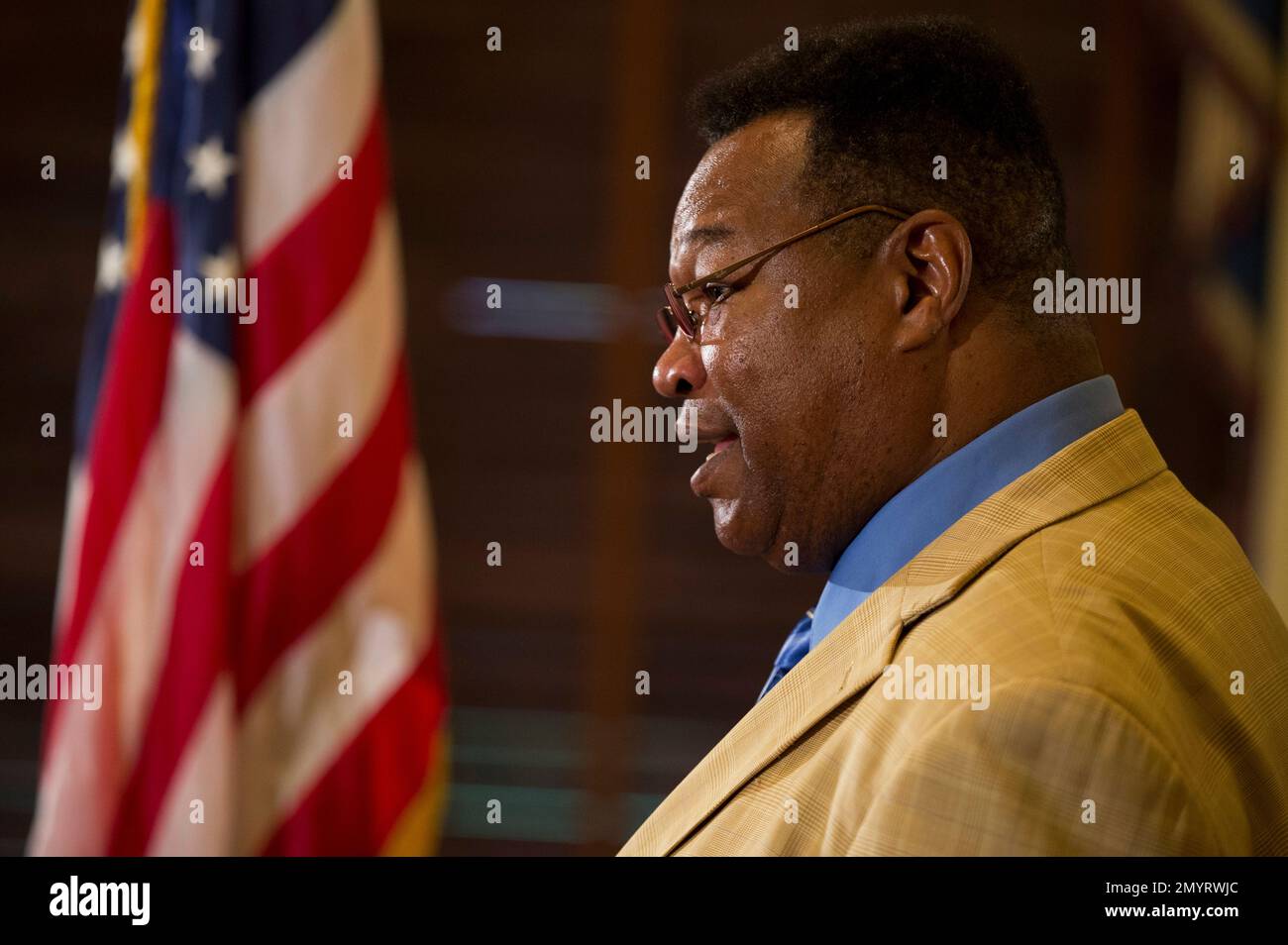 Former World Heavyweight Champion Larry Holmes, speaks during a news ...