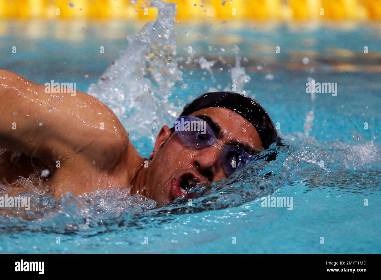 Syrian Ibrahim Al-Hussein practices during his training session at the ...