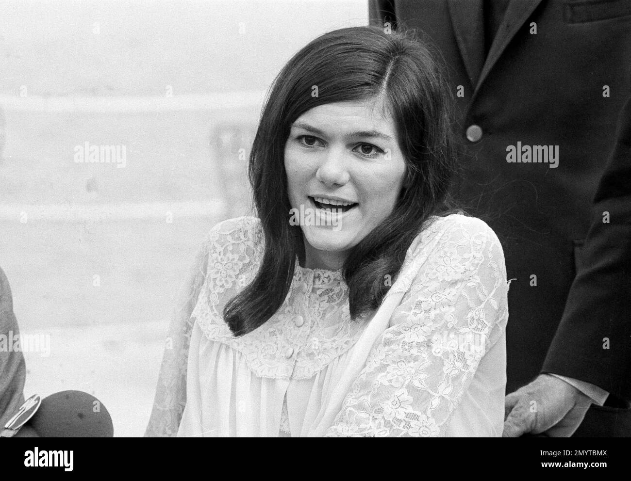 Barbara Jane Mackle, 20, appears briefly with her father for pictures at a Miami, Fla., hospital ...