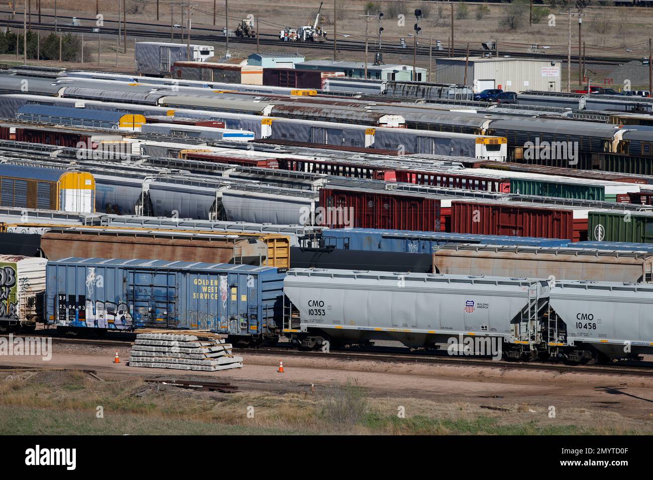 Rows of freight cars in the Union Pacific Railroad's Bailey Yard ...