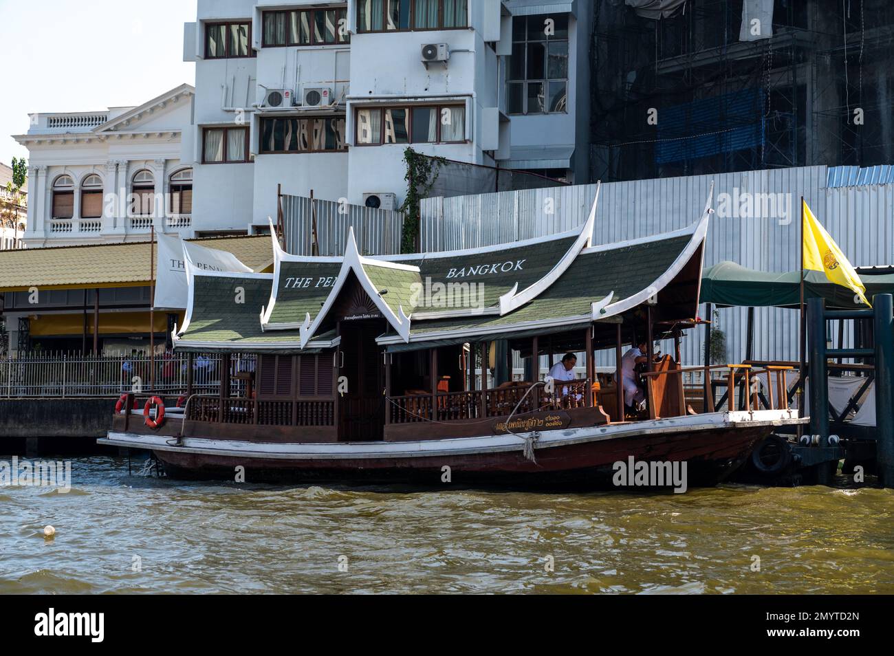 Bangkok, Thailand - October 03, 2023: Ferry pier on Chao Phraya river ...