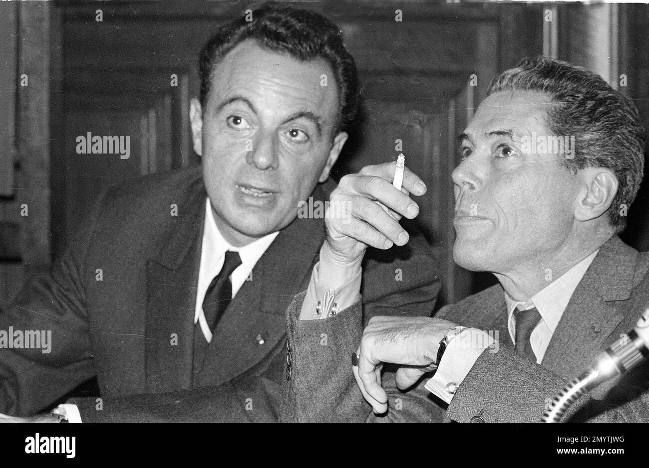 Professors Francois Jacob, left, and Jacques Monod, two of the three ...