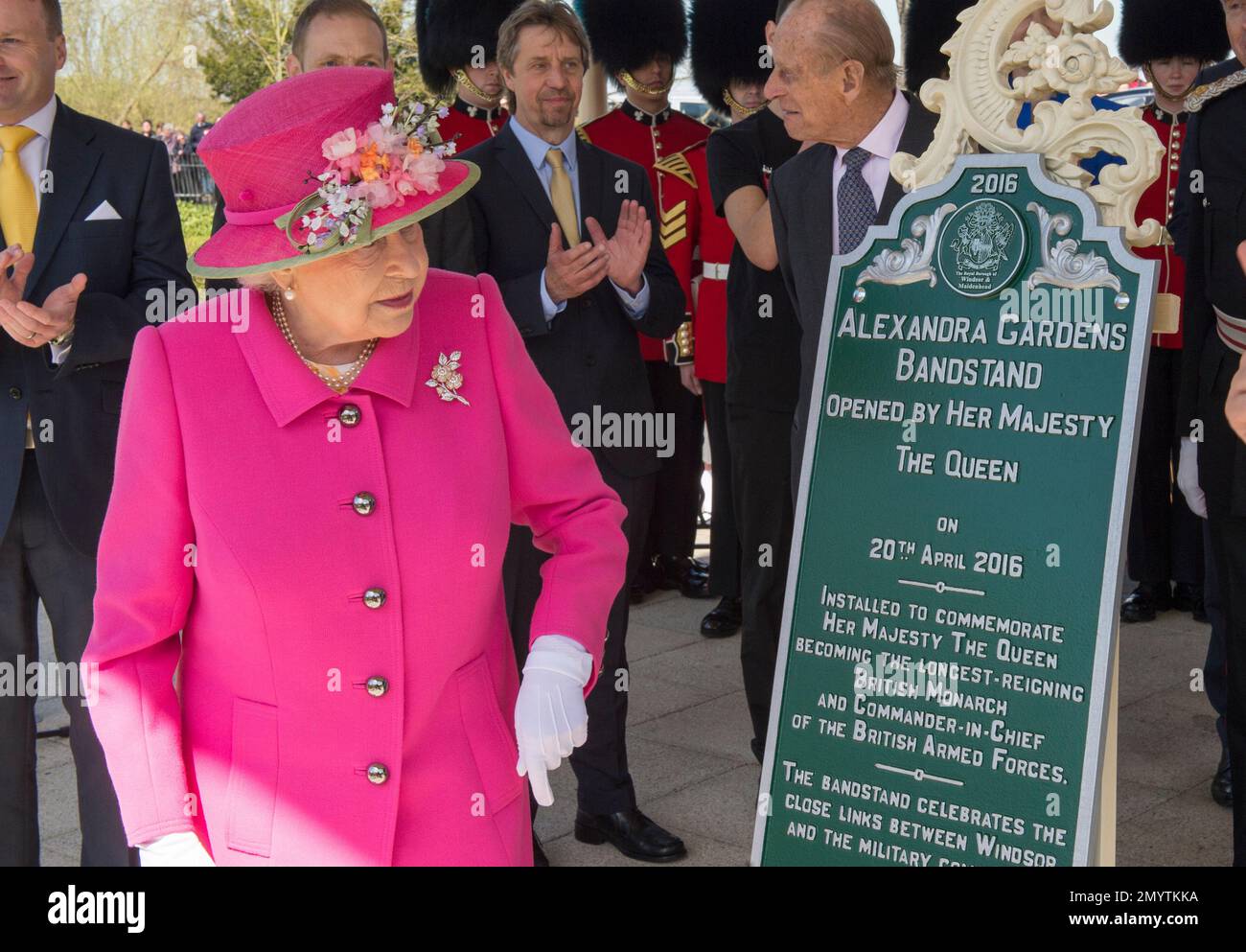 Britain's Queen Elizabeth II officially opens the new Bandstand at ...