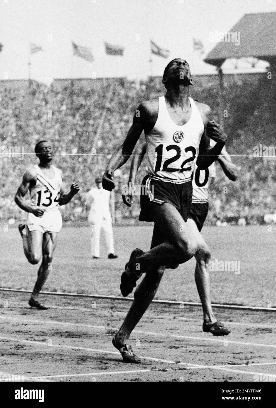 Arthur Wint of Jamaica (122), wins the final of the men's 400 meters in ...