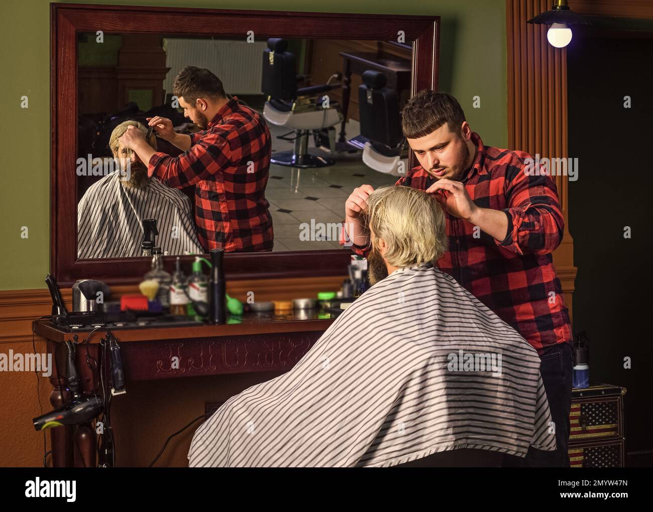 grooming. Professional hairdressing work. Lifestyle. master barber does ...
