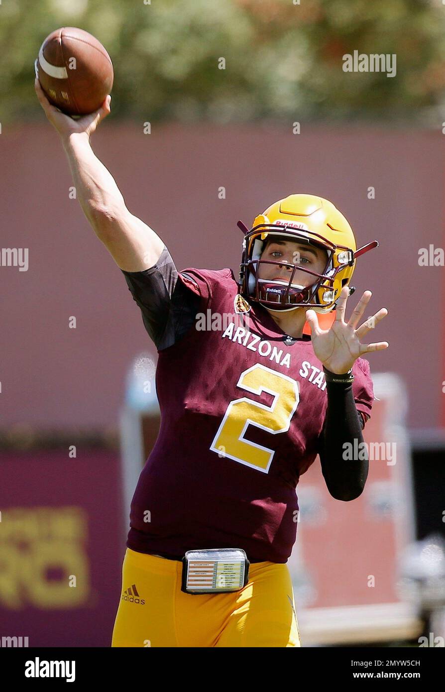 Arizona State quarterback Brady White throws a pass during a spring ...