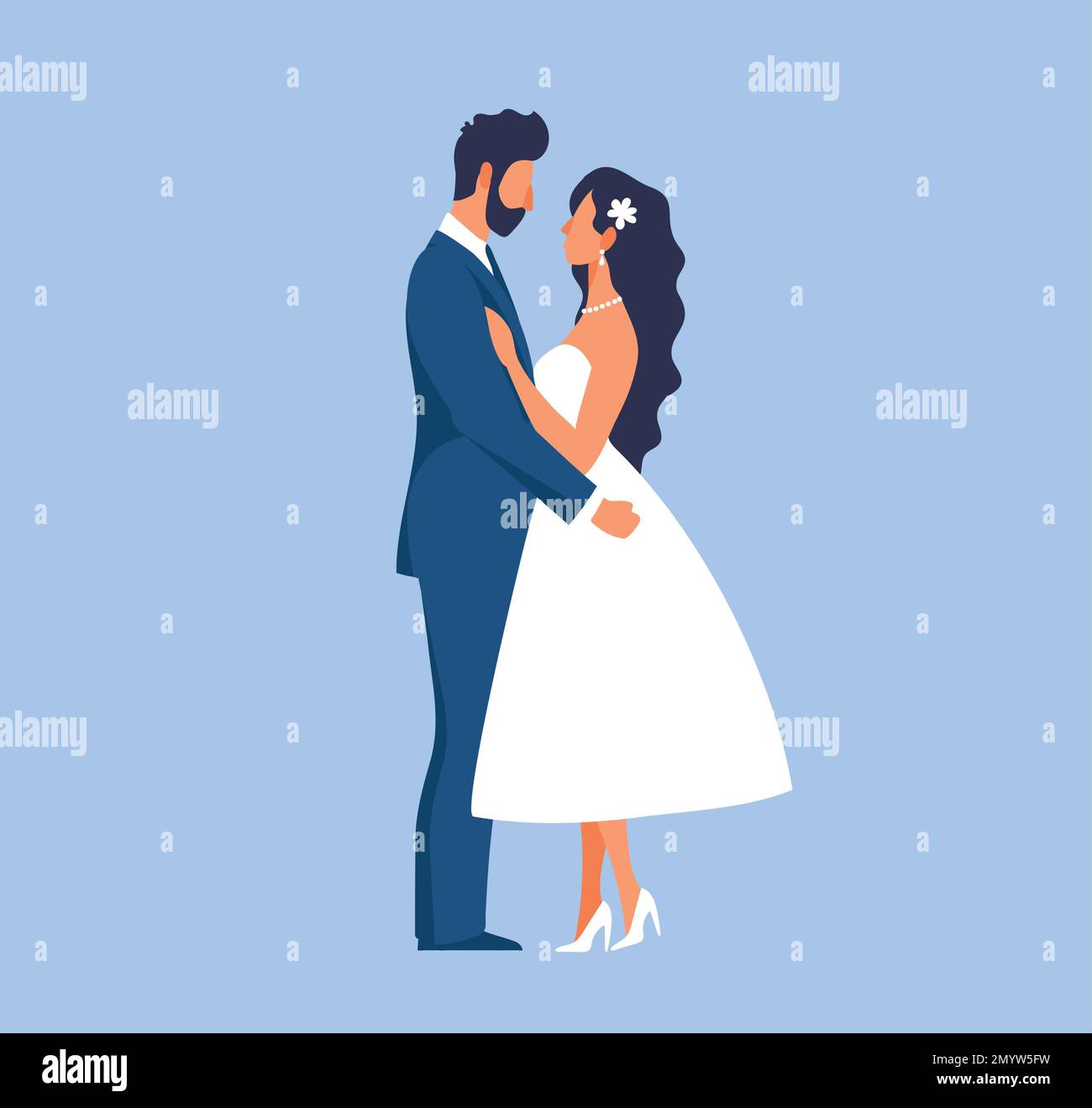 Beautiful couple newlyweds bride groom Stock Vector Images - Alamy