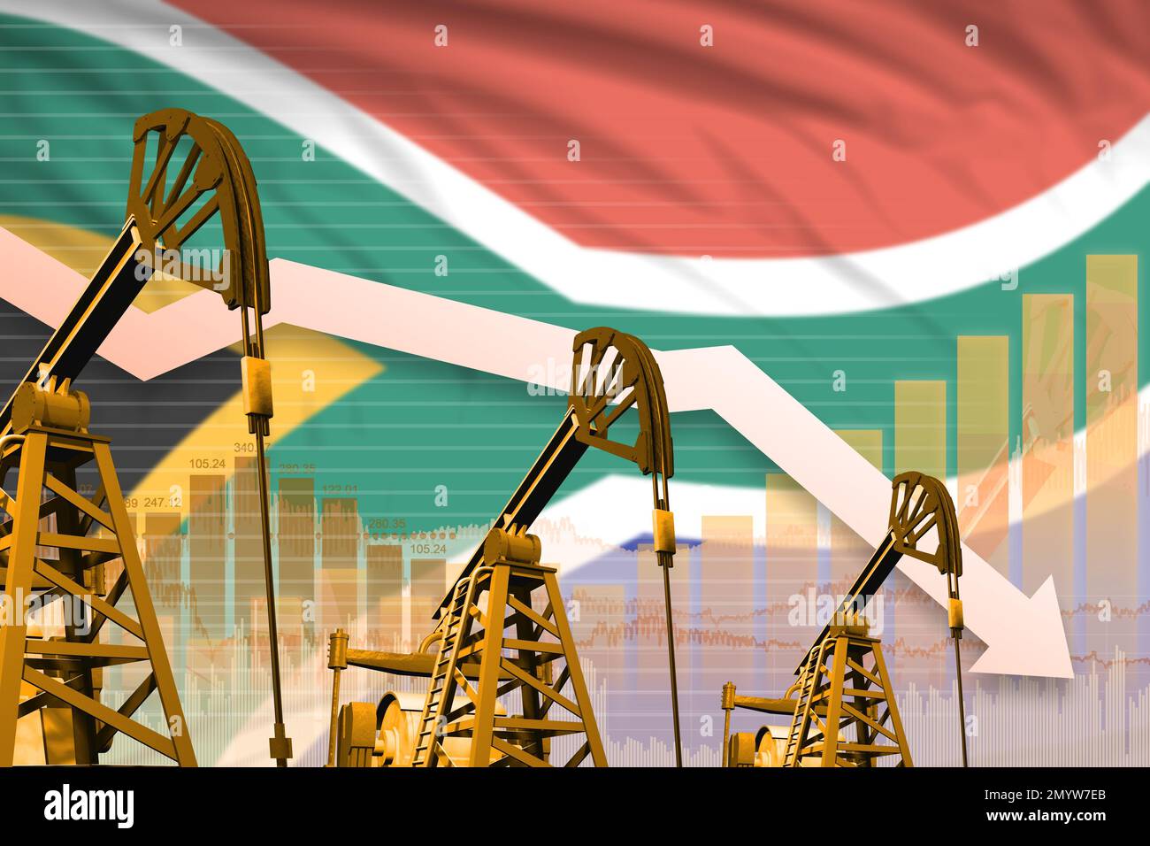 South Africa oil industry concept, industrial illustration - lowering ...