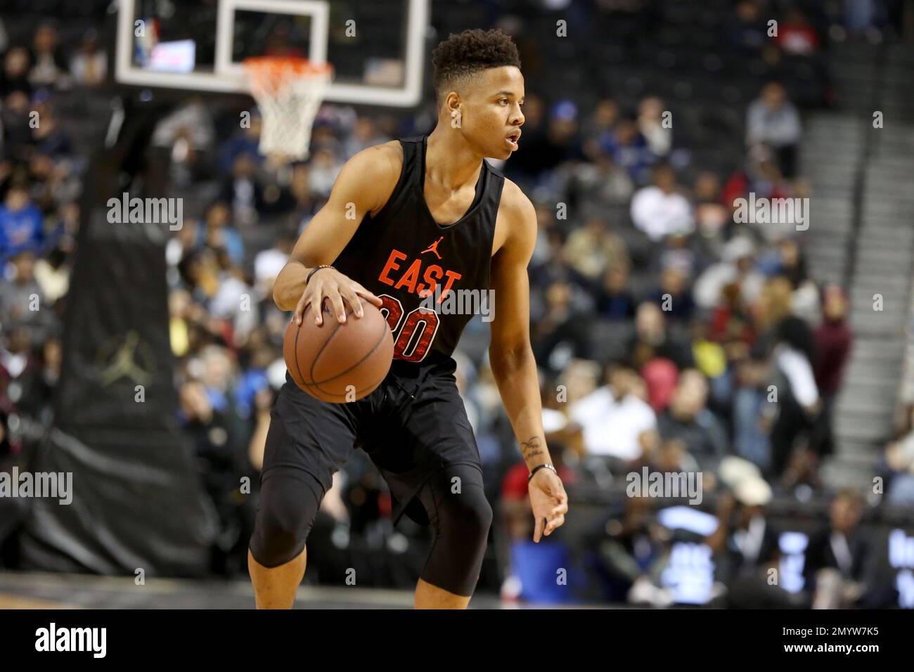 The East team's Markelle Fultz #20 in action against the West team ...