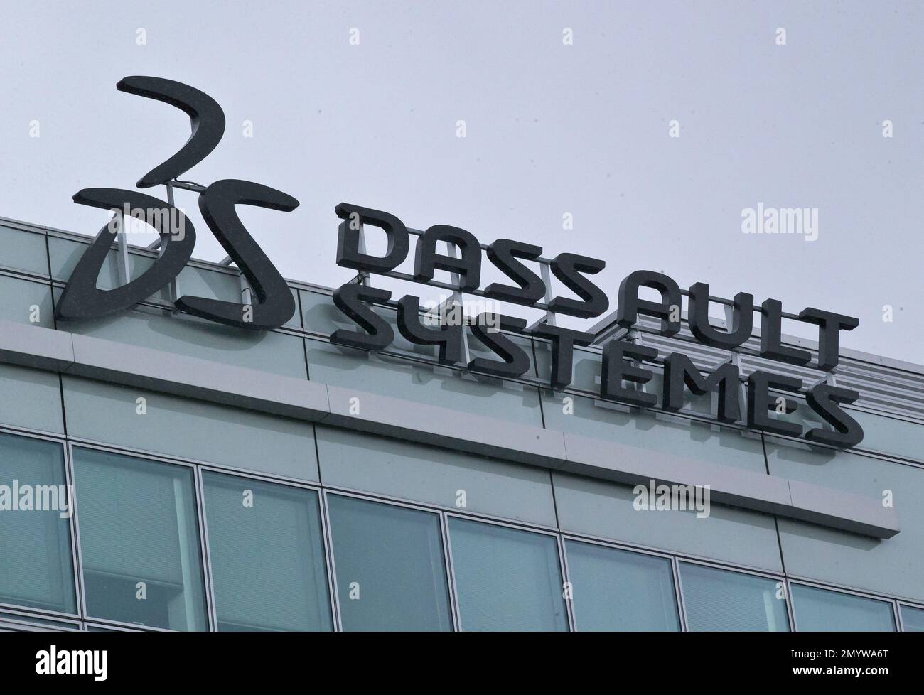 The logo of Dassault Systemes a French software company is pictures in ...