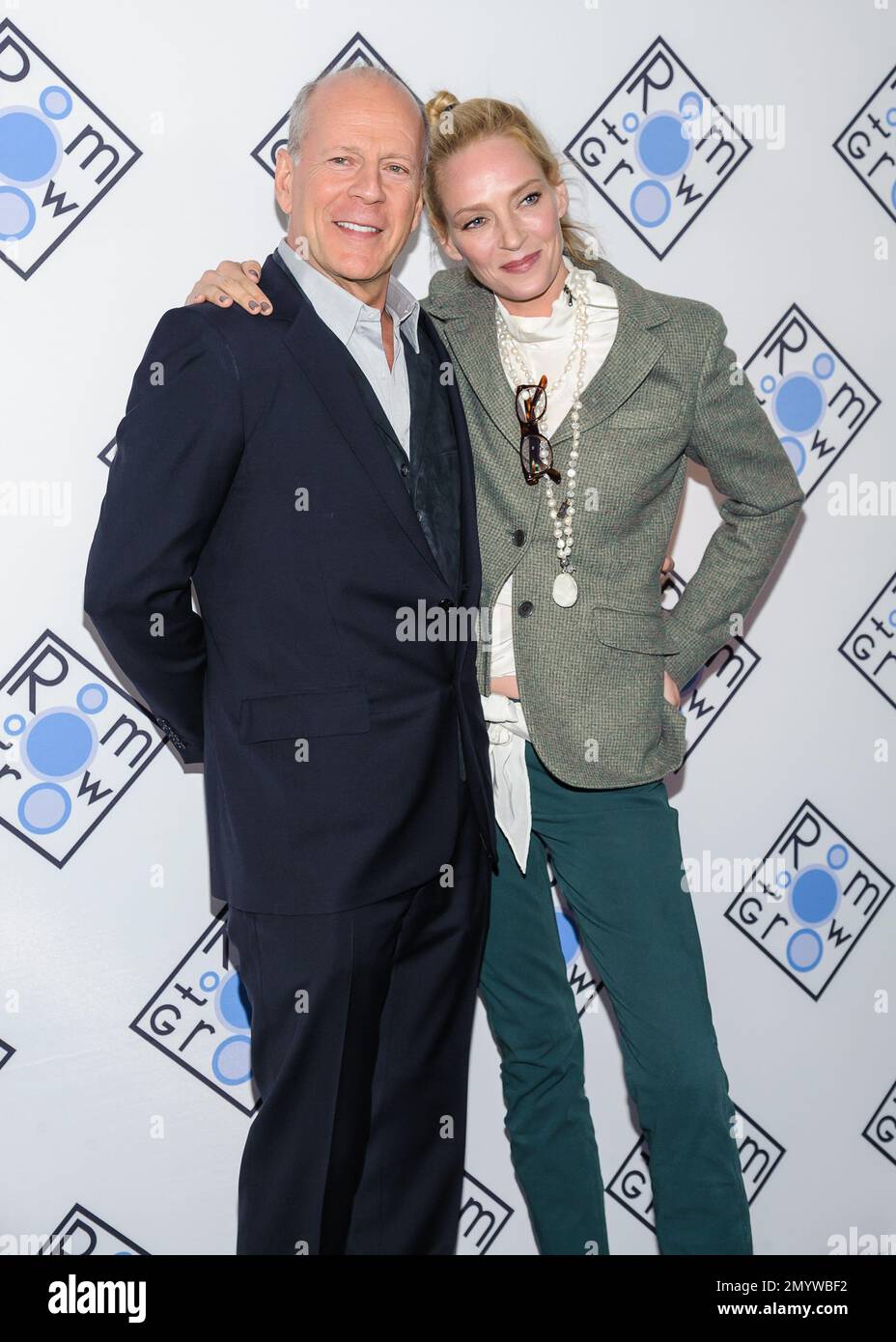 Bruce Willis and Uma Thurman attend the 2016 Room To Grow Benefit, to ...