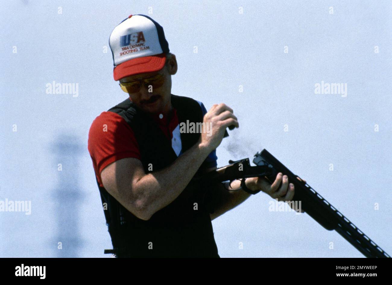 American Daniel Carlisle on the trap range preparing for the next round ...