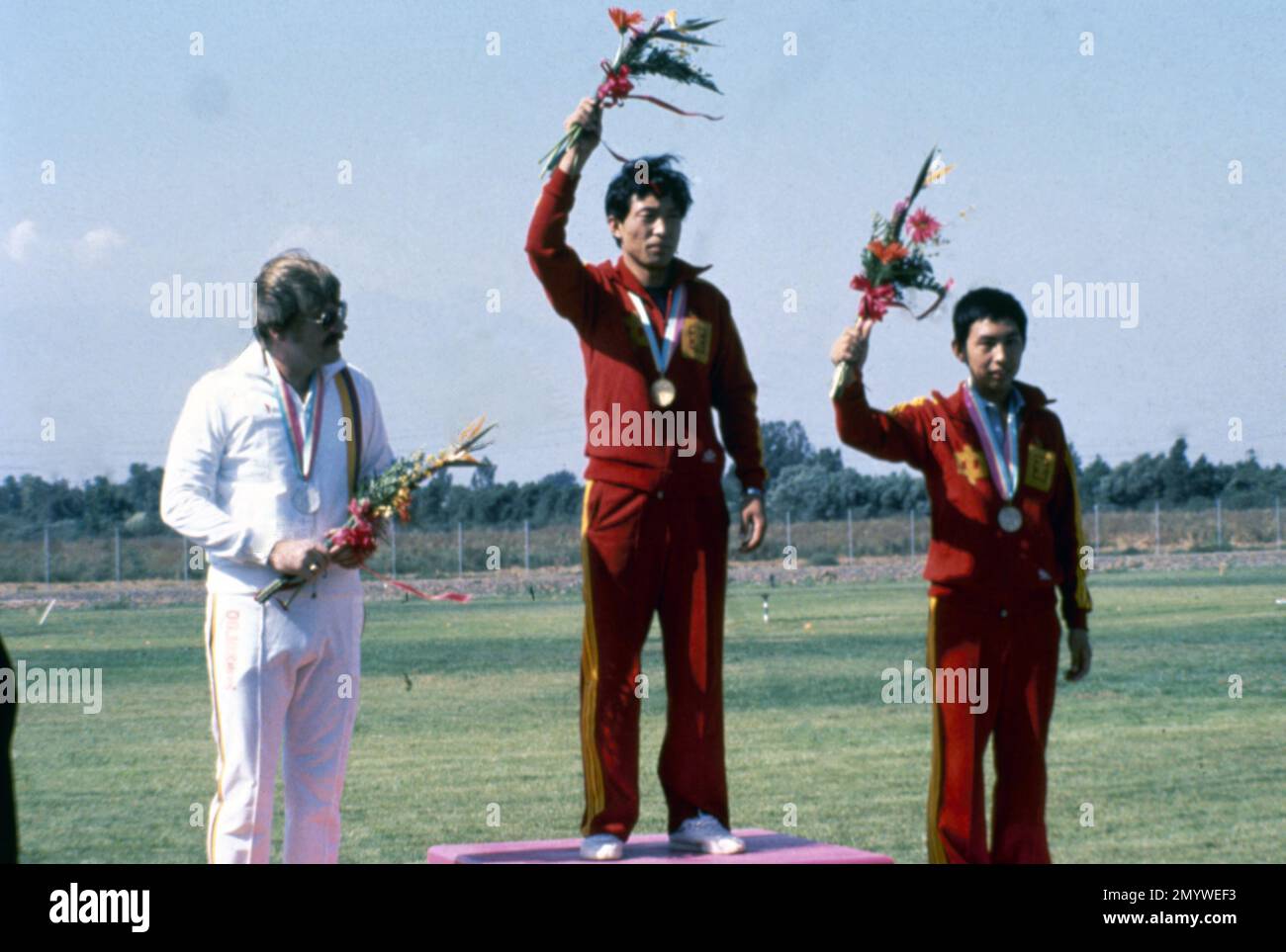 The finalists of the shooting small bore rifle event at the summer ...