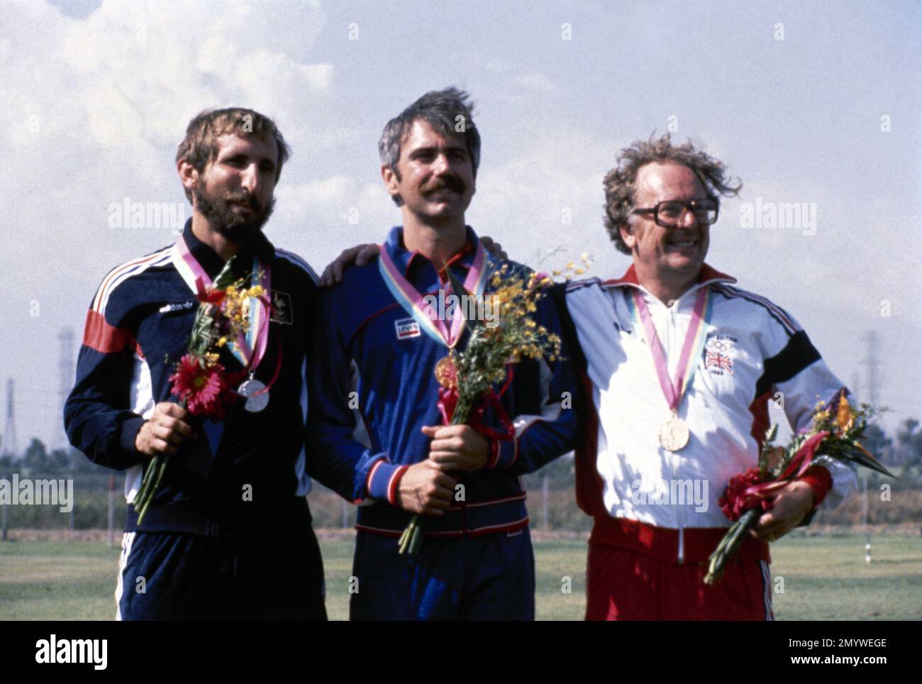 The finalists in the men's small bore rifle shooting event at the ...