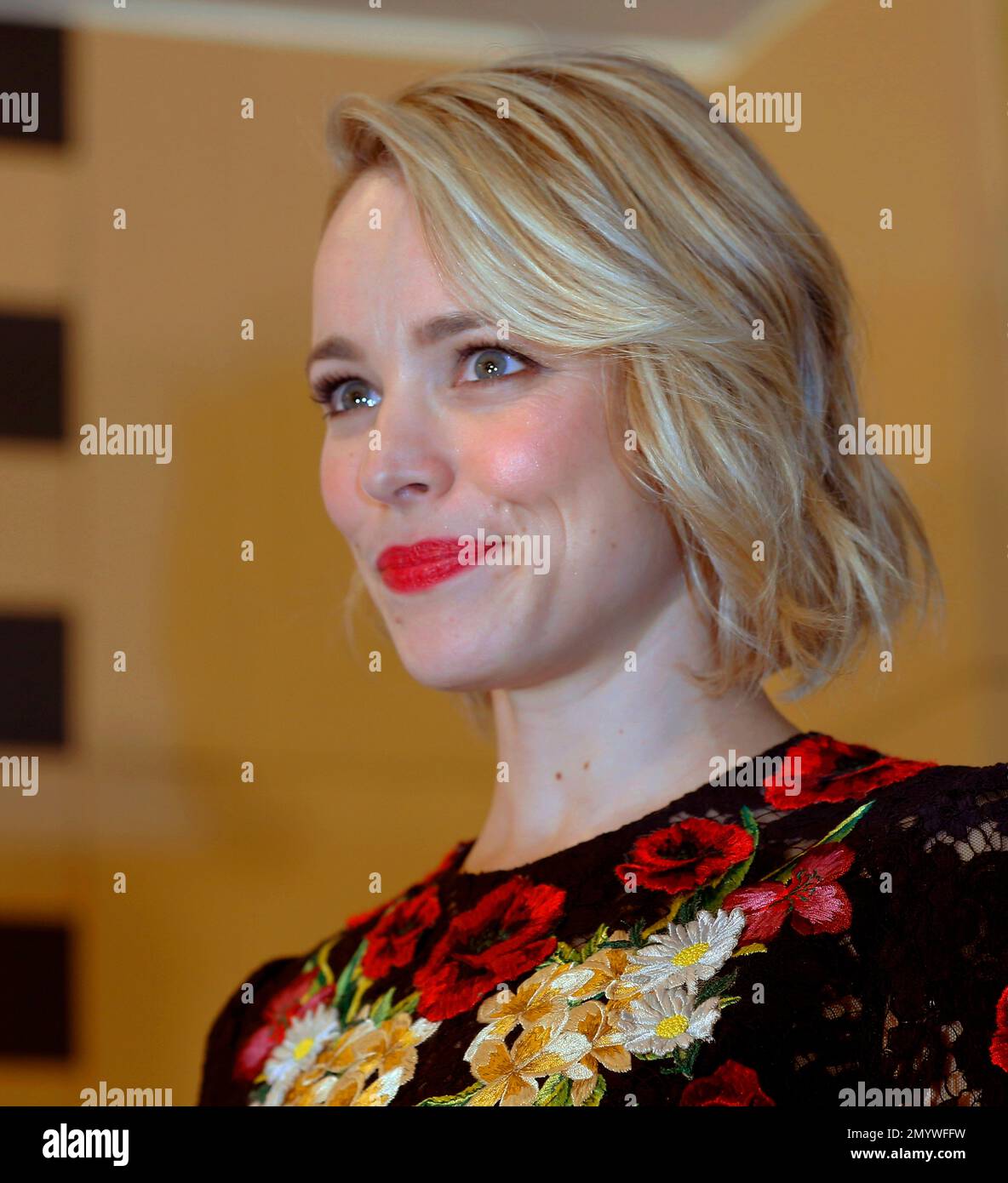 Actress Rachel McAdams poses for photographers after a press conference ...